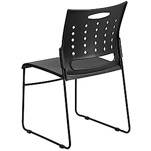 Flash Furniture Hercules Series Stacking Chairs for Waiting Rooms and Offices, Ergonomic Lobby Chairs with Contoured Air-Vent Backs, Set of 5, Black