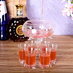 6 Shot Glass Dispenser and Holder, Dispenser for Filling Liquids with 6 Pcs 1.2oz Acrylic Cup for Bar Shot, Wine, Cocktail and Whiskey Dispenser