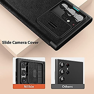 Nillkin for Samsung Galaxy S23 Ultra Wallet Case with Card Holder and Camera Cover, PU Leather Case with Magnetic Flip Cover, Card Slot, Slide Camera Protection (6.8 inch) - Black