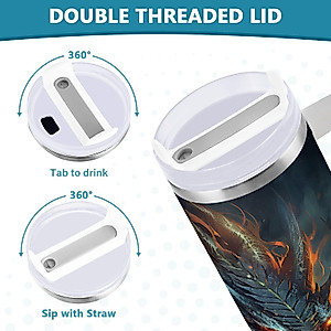 ALAZA Dragon Dark Background 30 oz Tumbler Water Bottle with Straw Lid and Handle,Reusable Insulated Stainless Steel Cup for Women Men Travel Car Cup Holder