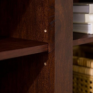 Walker Edison Wren Classic Brown TV Media Console Entertainment Center for 80 Inch Television with Storage Cubby, 70 Inch