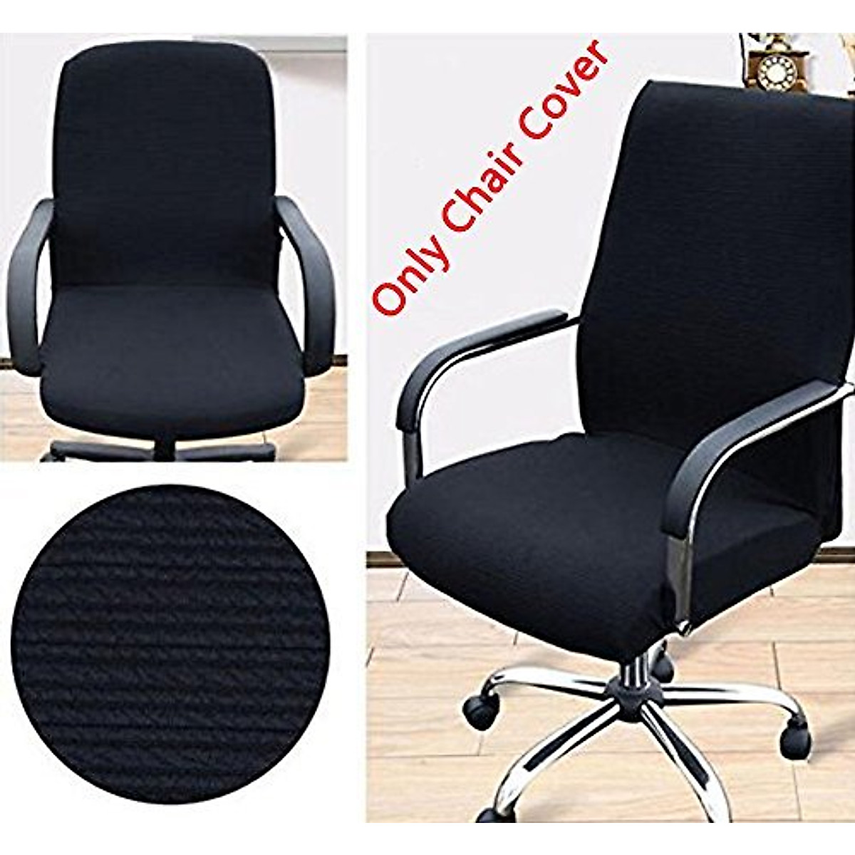 Trycooling Modern Simplism Style Chair Covers Cotton Office Computer Stretchable Rotating Chair Cover (Large, Black)