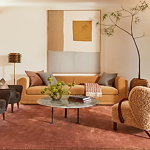 Rugs USA x Arvin Olano Arrel Speckled Wool-Blend Area Rug - 4x6 Area Rug Modern Brick for Living Room Bedroom Dining Room