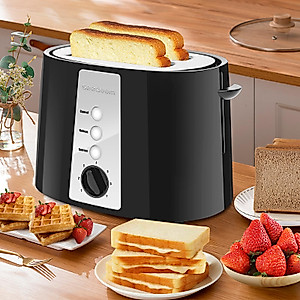 SEEDEEM Toaster 2 Slice, Extra Wide Slot Toaster, 7 Shade Settings, Bread Toaster with Cancel, Defrost, Reheat Function, Extra Wide Slots for Waffle or Bagel, Removable Crumb Tray, 750W, Classic Black