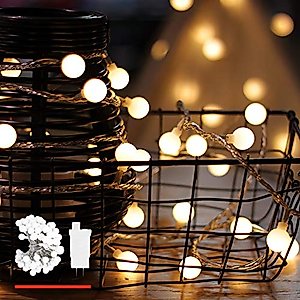 LED Globe String Lights, 100 LED Warm White Globe String Lights Plug in, Waterproof Globe Lights for Indoor and Outdoor, Ideal for Home, Wedding Party, Christmas, Balcony, 49ft Extendable Globe String