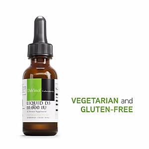 DAVINCI Labs Liquid D3 10,000 IU - Helps Support Bone Health, Immune Support & Heart Health with Vitamin D3 - Gluten Free & Vegetarian - 1 Fl Oz (30 Servings)