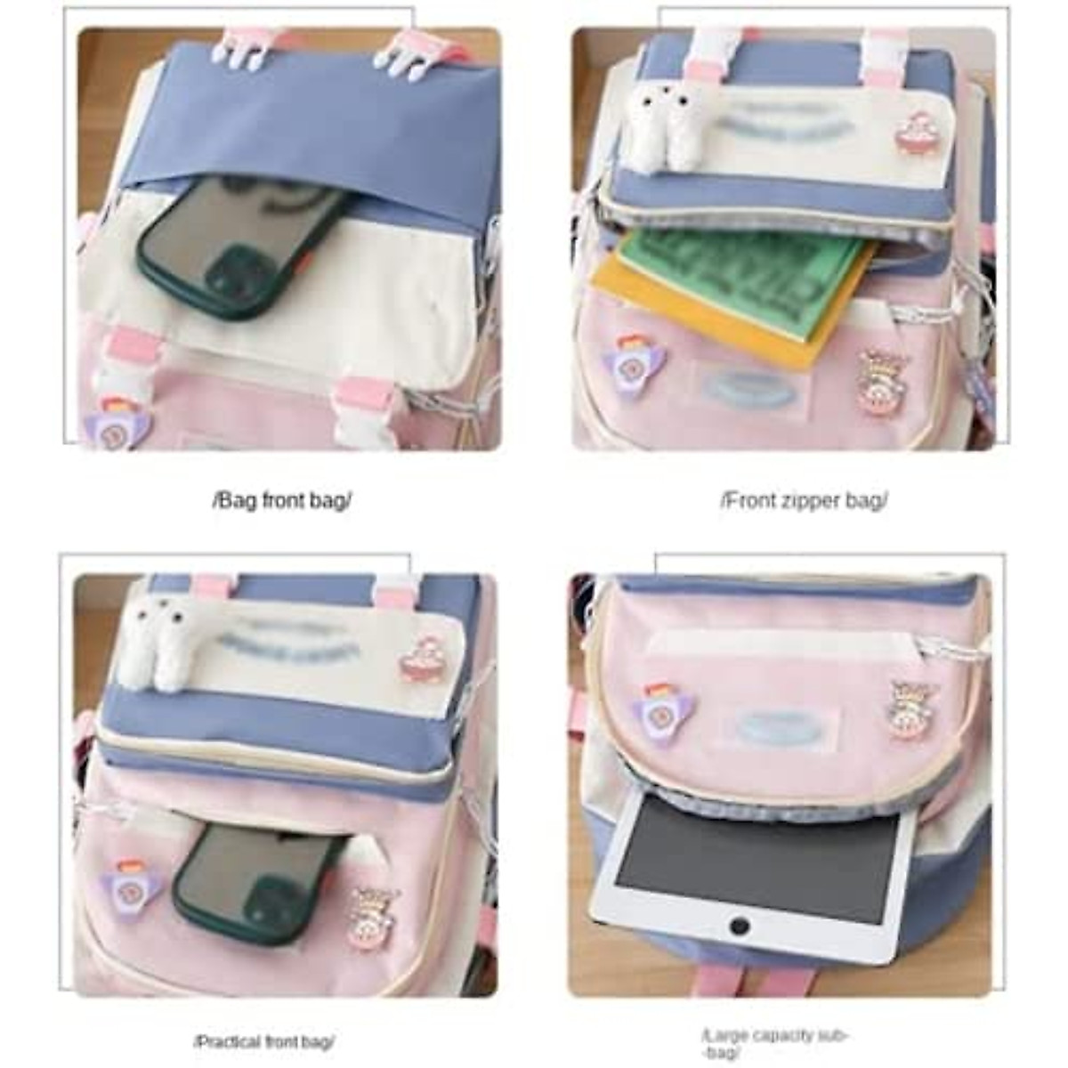 TOAOSET Kawaii Backpack 5Pcs Set Lightweight aesthetic backpack,Teens laptop computer cute backpacks for girls (kawaii backpack,one size)