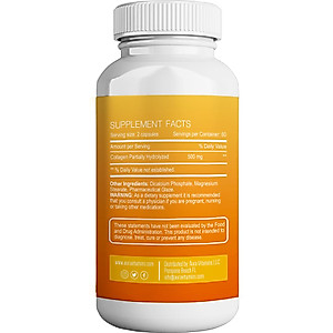 Aura Vitamin Hydrolyzed Collagen with Vitamin C Capsules 500mg Great Energy | Skin, Hair and Nail Support | Hyaluronic Acid Pills - 60ct (1)