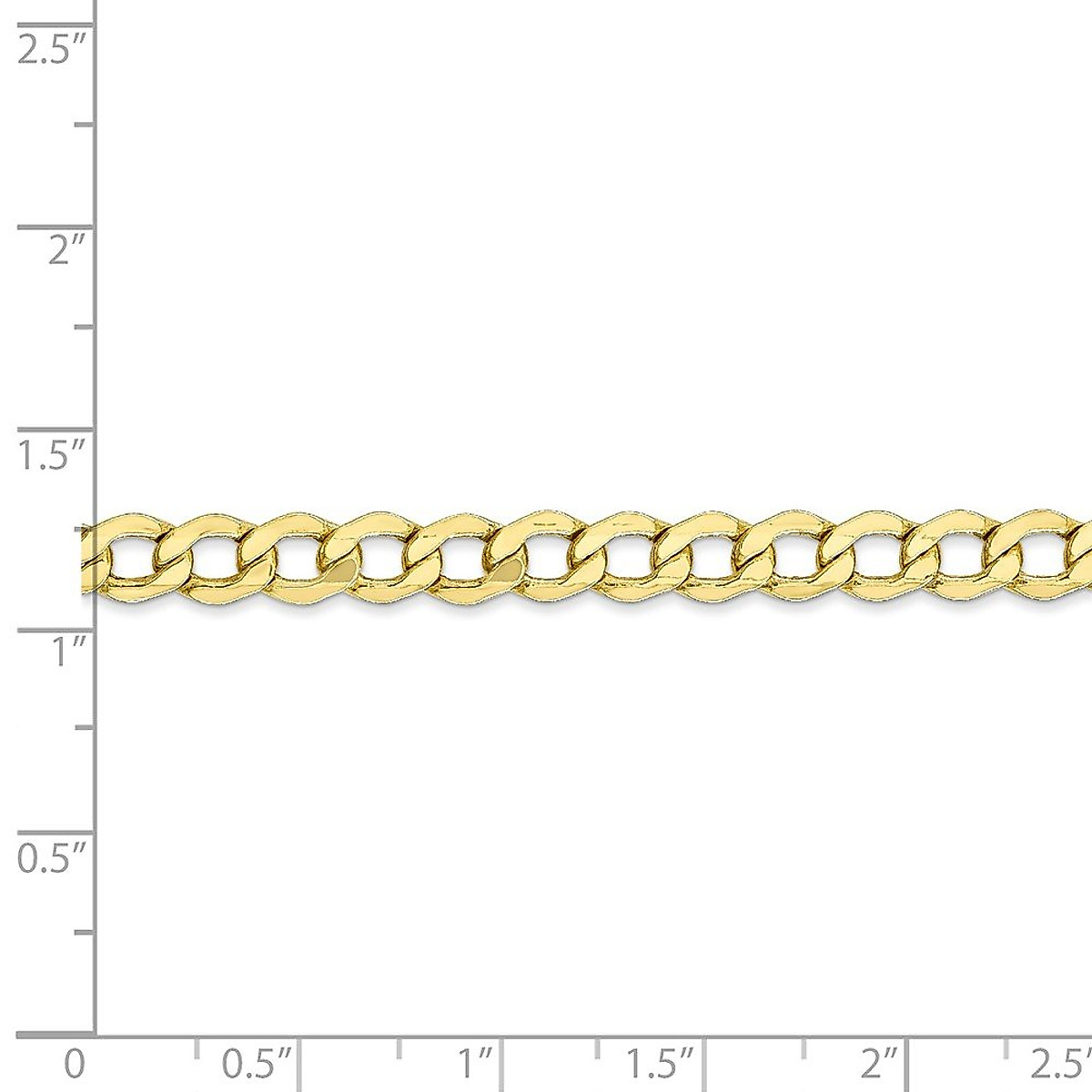 10k Yellow Gold 5.25mm Curb Cuban Link Chain Necklace - with Secure Lobster Lock Clasp 18"