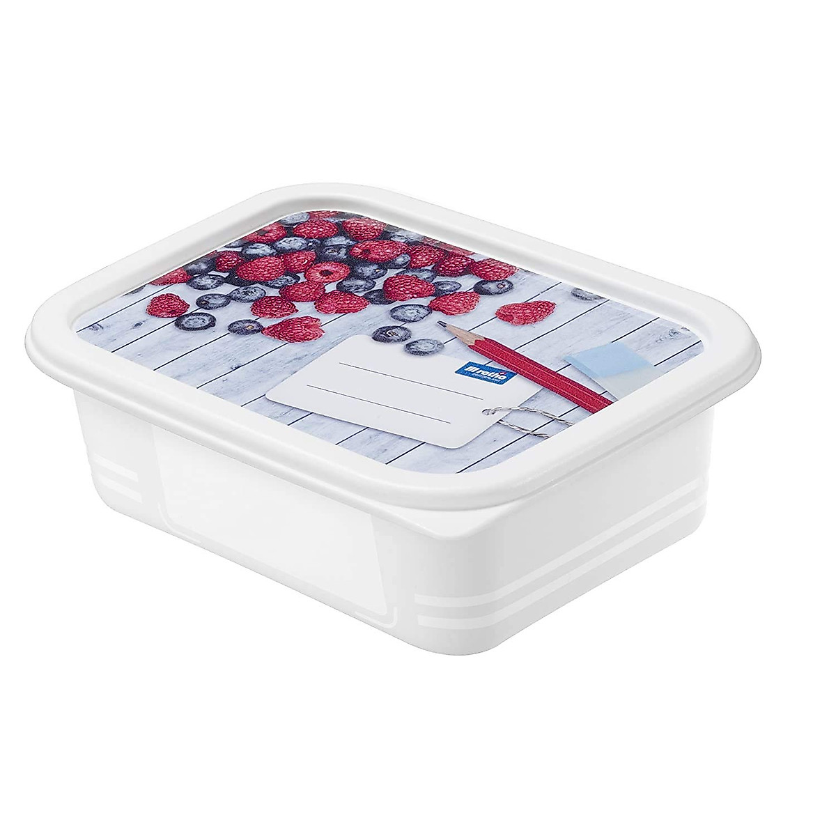 Rotho Domino Set of 4 Food Storage Container, Plastic (BPA-Free), 4X 0.5 litres (15.7 x 11.8 x 5.3 cm), Red, One Size