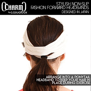CHARM Mens Head Wraps Elastic Bandana - Japanese Headband Workout Women Hair Black