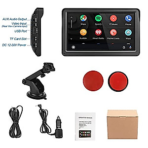 Portable Car Stereo with Wireless Apple Carplay and Android Auto - 7" Touchscreen Car Radio with Bluetooth | Mirror Link | Dash or Windshield Mounted