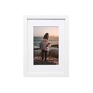 KINLINK A5 Picture Frames White, Photo Frames with Real Glass, Composite Wood Picture Frames for Tabletop and Wall Mounting Display