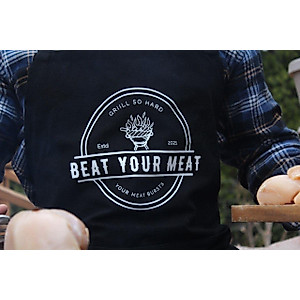 Beat Your Meat,Funny Aprons for Men, Women - Dad Gifts, Gifts for Men - Thanksgiving, Christmas, Birthday Gifts for Dad, Husband, Brother, Boyfriend, Mom - Cooking Grilling BBQ Chef Apron