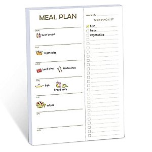 Meal Planner Magnetic for Refrigerator, 7 X 10” Weekly Meal Planning Notepad and Grocery List , Menu Magnet Fridge , 52 Tear Off Sheets