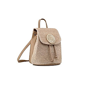 Brand: SEVEVN This is a cute and fashionable backpack woven in rattan that can also be carried by hand. (beige)