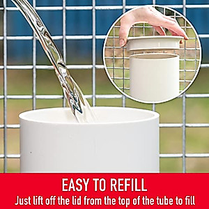 Royal Rooster 1 Gallon Automatic Twin Chicken Waterer with 2 Gravity-Feed Valve-Operated Drinking Cups - Indoor and Outdoor Coop Hanging Chicken, Duck and Poultry Water Dispensing System