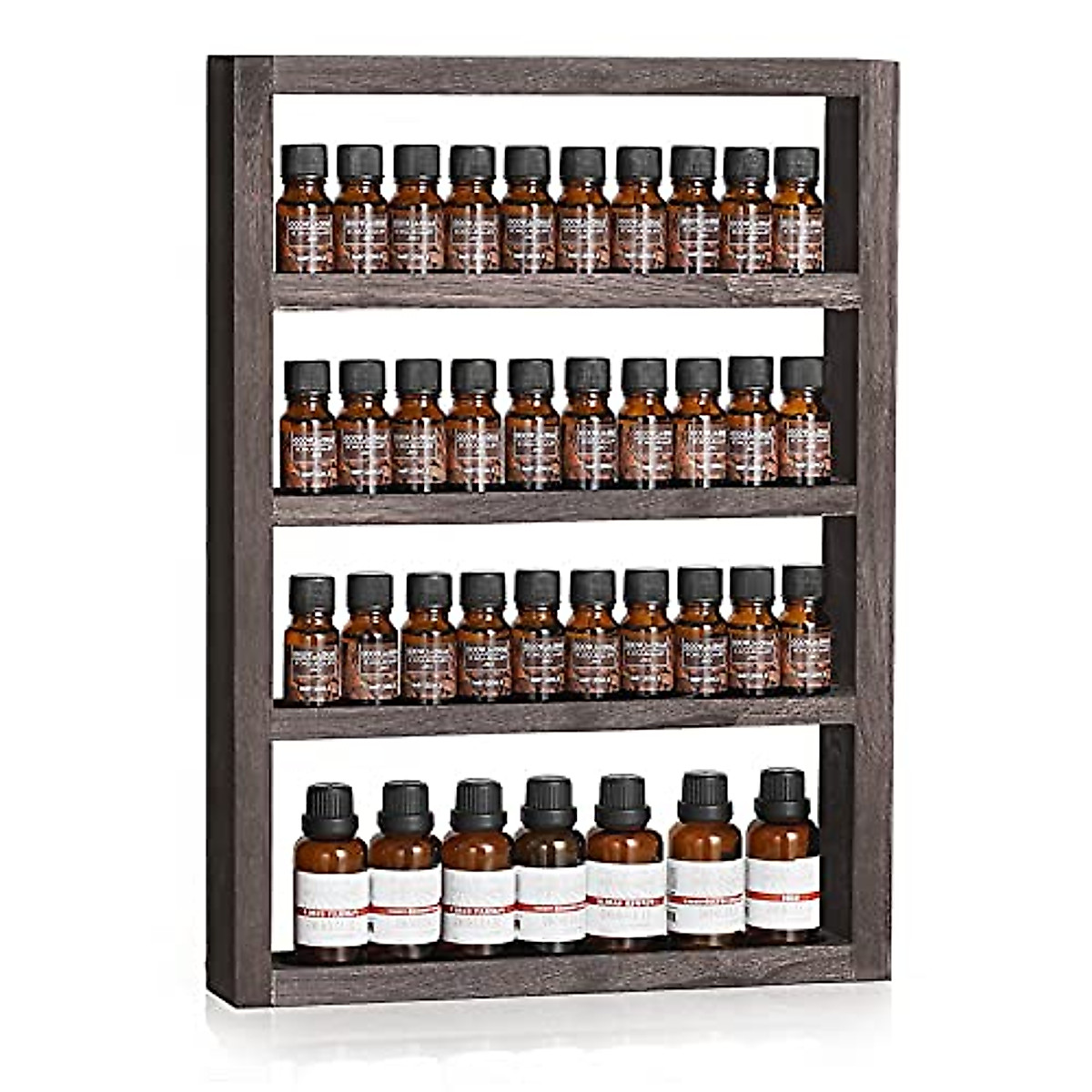 OYEAL Wall Mount Essential Oil Storage Organizers 4 Tier Nail Polish Rack Holder Wood Floating Shelves for Bottles Storage and Display Shelf