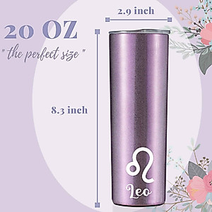 Onebttl Zodiac Astrology Sign Tumbler, Birthday Gifts, Purple Constellation Gifts for Women, Girl, Friend, Wife for Birthday & Christmas - Leo
