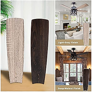 YCGU Rustic Farmhouse Ceiling Fan with Lights, 52 Inch Industrial Cage Ceiling Fan Light, Indoor Outdoor Ceiling Fan with Remote, Reversible DC Motor for Farmhouse Patios Bedroom Garage