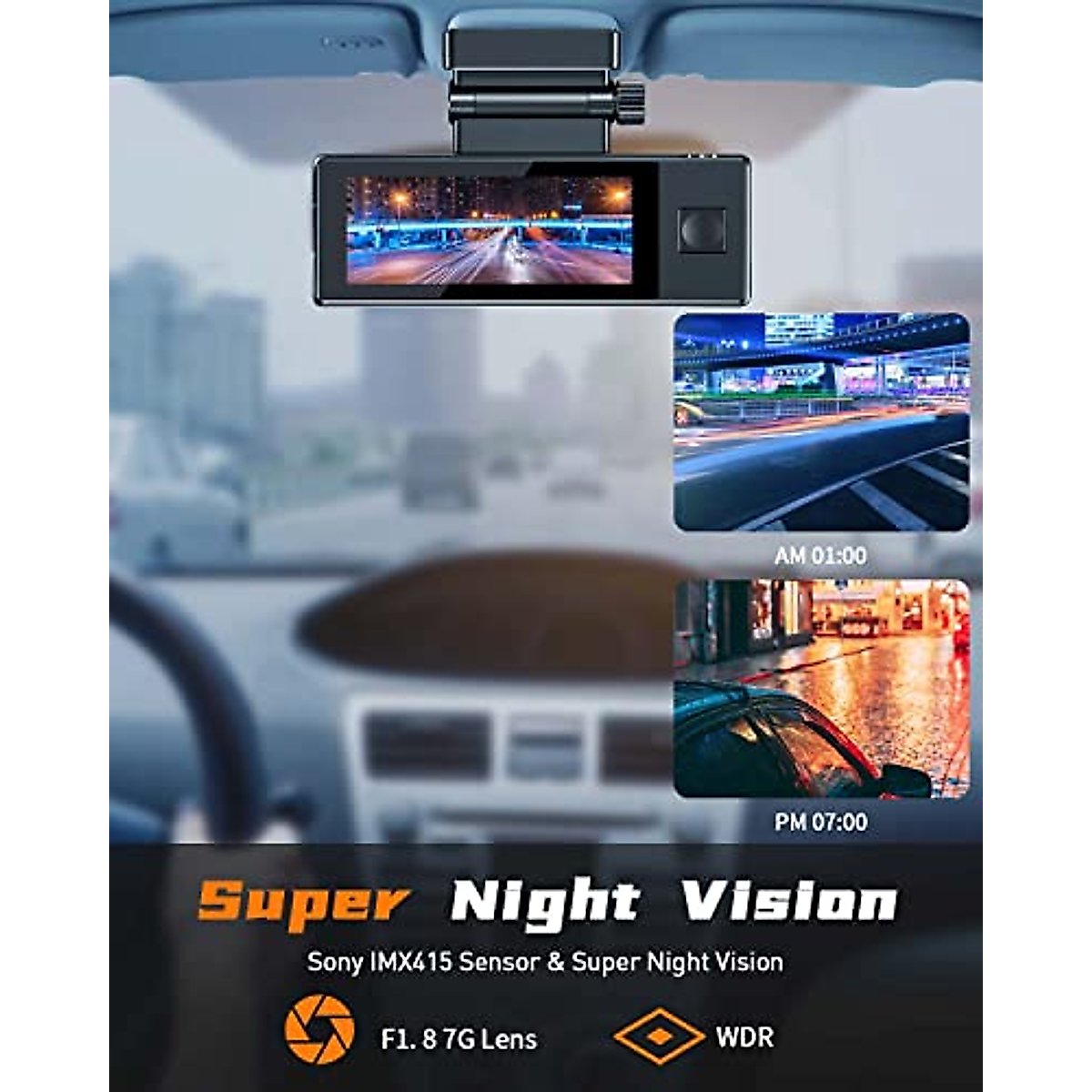 V6D Dash Cam Front and Rear,4K+1080P Dual Dash Camera for Cars,Built-in WiFi GPS Car Camera,3.18-inch Display Dashcam,170° Wide Angle Dashboard Camera Recorder, Night Vision, Parking Monitor
