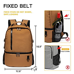 TUGUAN Insulated Cooler Backpack 38/42 Cans Double Deck Leakproof Lightweight Soft Lunch Backpack Small Cooler Bag Beach Picnic, Brown