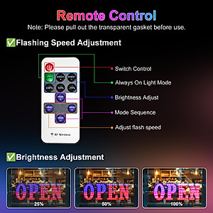 Flashing USA Flag Open Sign, 40"x14" Large Led Open Sign with 14 Scene Modes, Open Sign for Business with Hanging Installation, Ultra Bright Open Sign for Boutique, Stores, Bar, and More