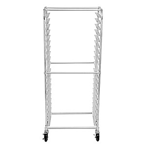 Restaurantware Kitchen Tek 28.25 x 18 x 69.25 Inch Bun Pan Rack 1 Sideload Sheet Pan Rack - Full-Height 2 Locking & 2 Non-locking Casters Silver Aluminum Bun Pan Rack With Wheels Holds 20 Pans