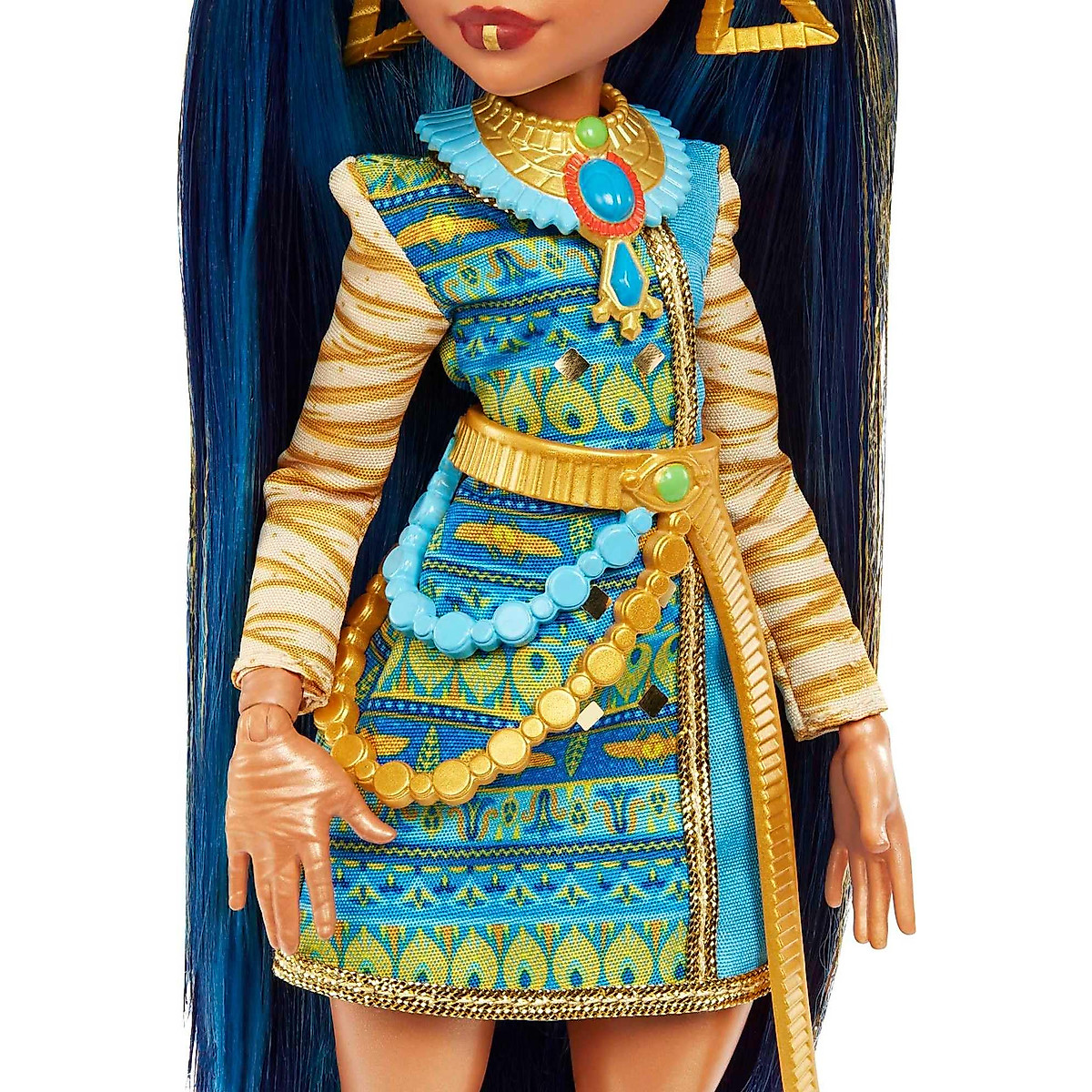 Monster High Doll, Cleo De Nile with Blue Streaked Hair in Signature Look with Fashion Accessories & Pet Dog Tut