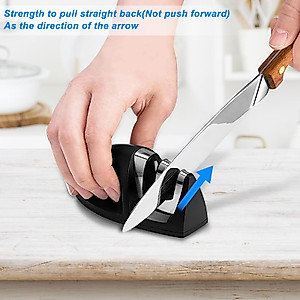 EZYUMM Knife Sharpener, 2-Stage Preset Coarse & Fine Slots Knife Sharpening, Professional Knife Sharpeners for Kitchen Knives (Black)