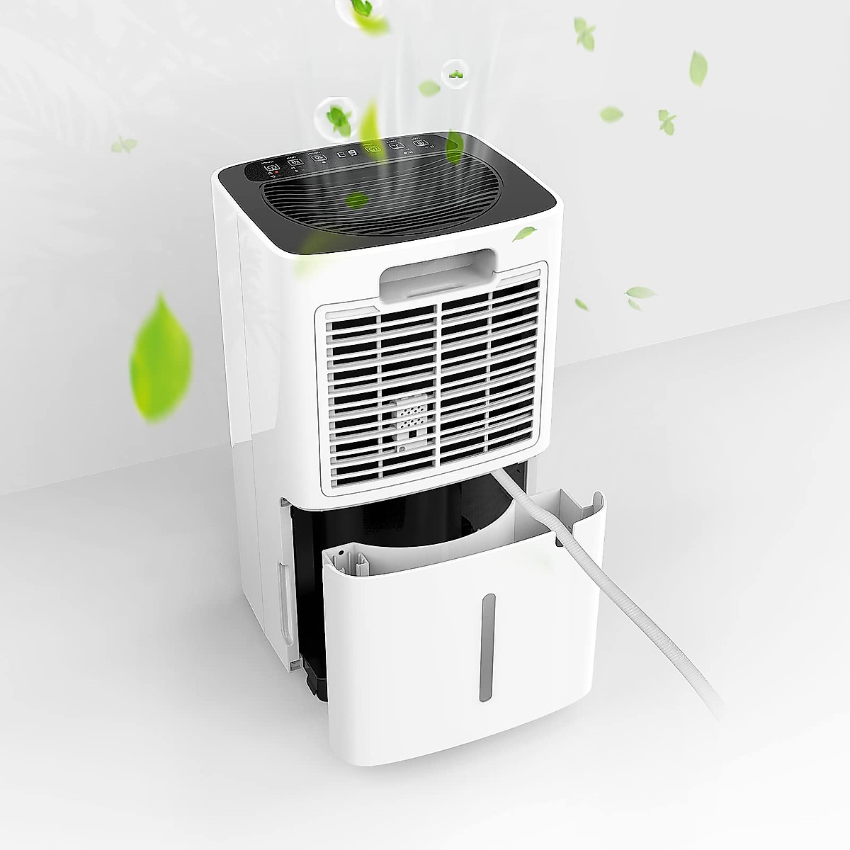 Kndko 2000 Sq. Feet Dehumidifiers, 30 Pint Dehumidifier for Basement, Home and Bedroom With Auto or Manual Drainage - Dehumidifiers With Drain Hose, 3 Operation Modes & 12HR Timer