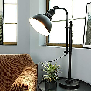 VONLUCE Industrial Table Lamp Black, Rustic Desk Lamp Task Lamp in Antiqued Bronze Finish, Vintage Table Lamp for Reading Living Room Farmhouse Office, ETL. (25''-29'')