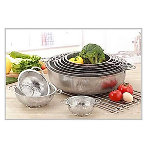 Hemoton Stainless Steel Colanders Strainers Micro- Perforated Kitchen Strainer with Handle Drain Baskets for Fruits Vegetable Cleaning Washing Mixing 16. 5cm