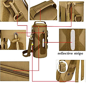 Jadedragon Water Bottle Carrier Tactical Holder Storage Bag Bottle Pouch Holder with Adjustable ShoulderHand Strap 33oz for Hiking Travel Camping (Black cp)