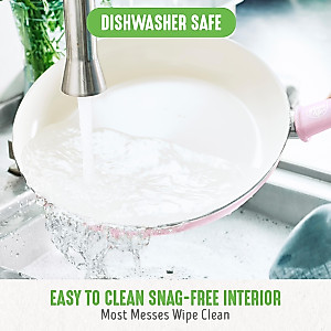 GreenLife Soft Grip Healthy Ceramic Nonstick, 16 Piece Cookware Pots and Pans Set, PFAS-Free, Dishwasher Safe, Soft Pink