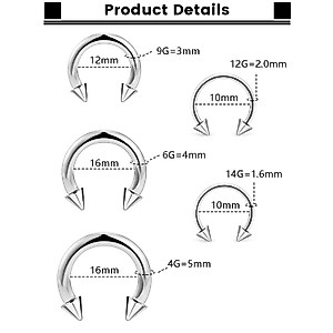 Tvalccoy Septum Stretching Kit 14g 12g 14 10g 8g 6g 4g 14 12 Gauge Big Nose Piercing Rings Stretched Jewelry for Women Men Acrylic Pincher Taper Surgical Steel Horseshoe Internally Threaded
