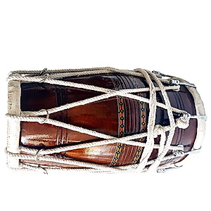 Handmade Wooden Dholak Folkisches Indian Music Instrument Tied By Rope