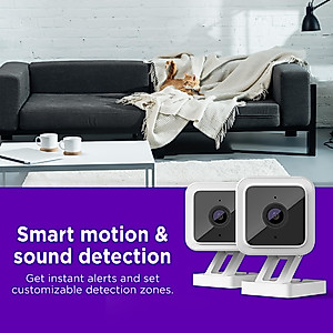 Roku Indoor Camera for Home Security, 2-Pack - Wired Security Camera with 1080p HD Color Night Vision, Compatible with Alexa & Google, Motion & Sound Detection, Built-in Siren (Renewed)