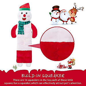 EXPAWLORER Christmas Dog Squeaky Plush Toys 2 Pack - No Stuffing Squeaking Snowman & Penguin Dog Chew Toy Xmas Gifts for Pets