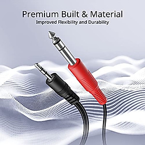 TNP 3.5mm Audio Cable to 6.35mm Dual TS Cable 10-Feet to to TRS Splitter Male Y-Connector 1/4 to 1/8 Audio Cable Stereo to Mono Adapter Cable Breakout Audio Connector