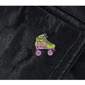 This is how I roll roller skates enamel pin retro skating brooch funny puns Roller Derby badge vaporwave aesthetic 80s kids gift