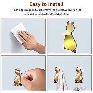 MUMUSO Novelty Self-Adhesive Wall Hanging Hooks for Hat Cloth Keychain Home Decorative Cat-Tails Wall Mounted Hanger Waterproof Hooks for Kitchen Bathroom Bedroom(2pcs)