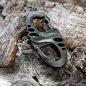 M-Tac Small Plastic Carabiner Double Clip Dual Mini S Hook Biners 5 pack (Black)