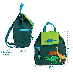 Stephen Joseph Kids' Unisex Toddler Back to School, Quilted Backpack, Dinos Dark Green, One Size