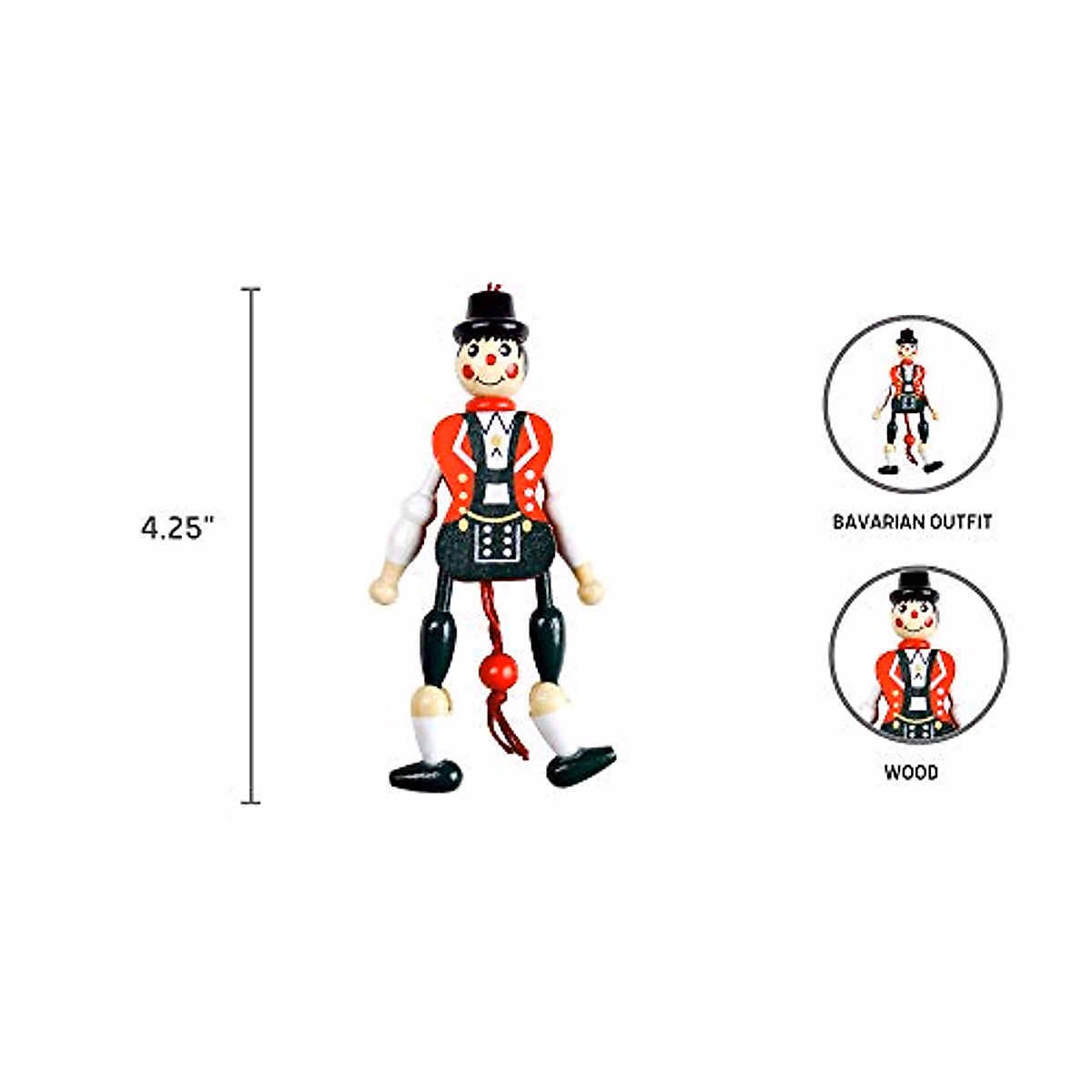 Essence of Europe Gifts E.H.G Bavarian Boy Wood Jumping Jack Toy