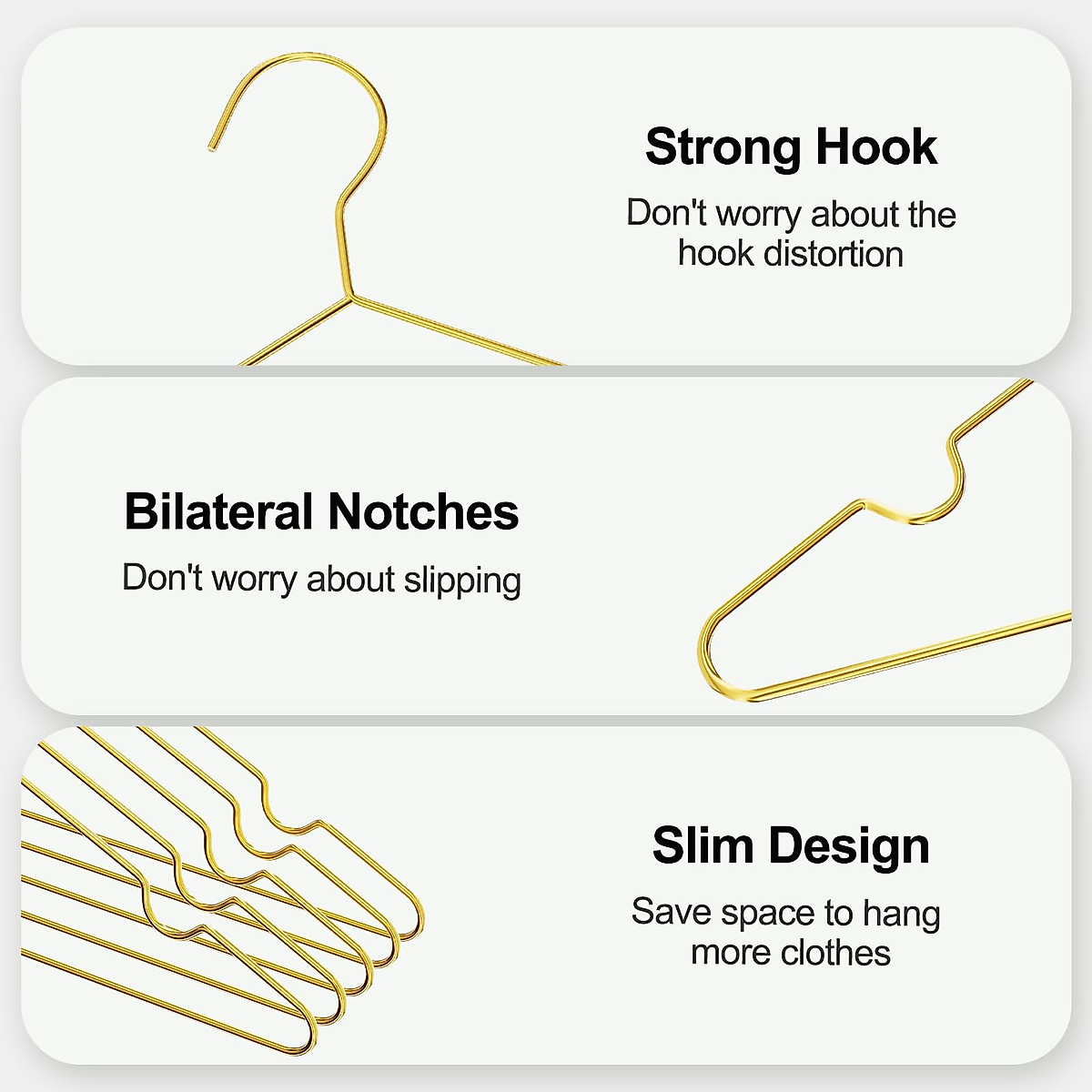 12 Inch Gold Kids Baby Hangers 30 Pack, Strong Metal Toddler Hangers for Closet, Space Saving Childrens Hangers for Clothes (Gold, 30)