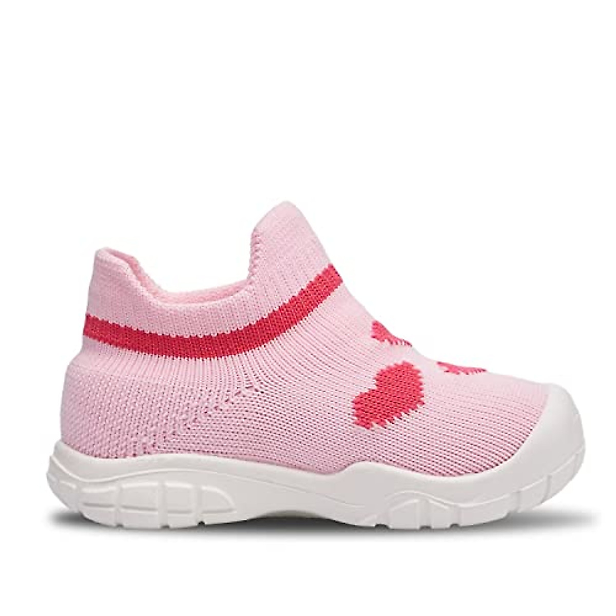 STEELEMENT. Baby Sneaker,Infant Non-Slip Soft Comforter Toddler Walkers for Boy Girls Shoes Pink Love Elastic Socks Protect Toes Memory Insole Moccasins Pink-22