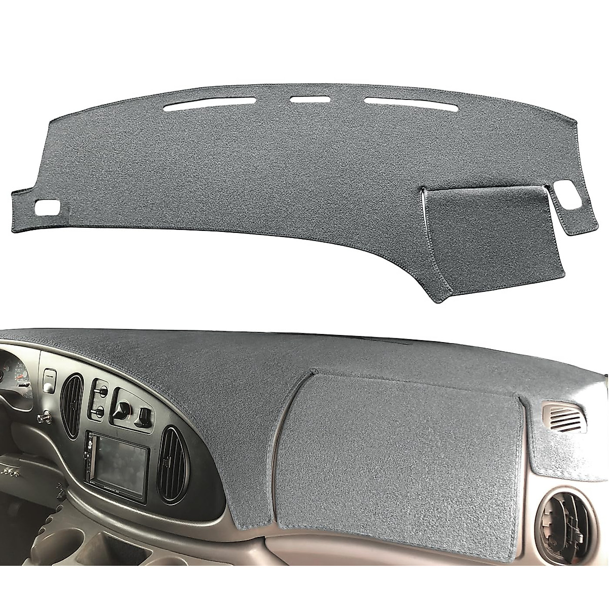 Dash Cover Mat Custom Fit for Ford E150 E250 E350 E450 Econoline Cargo Van,Dashboard Cover Pad Carpet (Dark Gray) J39
