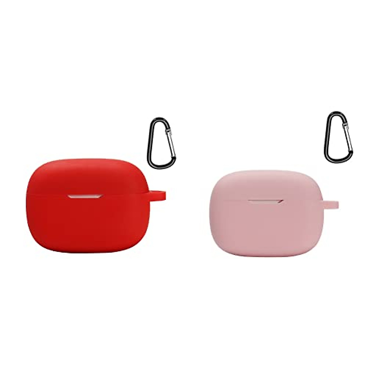 2 Pack DAYJOY Soft Silicone Protective Case Cover Compatible with JBL Wave 200TWS/Vibe 200TWS/JBL Vibe Beam Earbuds, Protective Skin Sleeve with Key Chain (red+Pink)