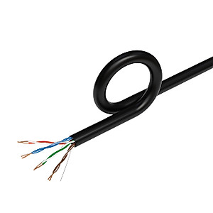 1000ft Cat5e Solid 24AWG Cable UTP Cat5 Bulk Pull Box Network Copper Clad Aluminum Wire (Unshielded (UTP), Black)